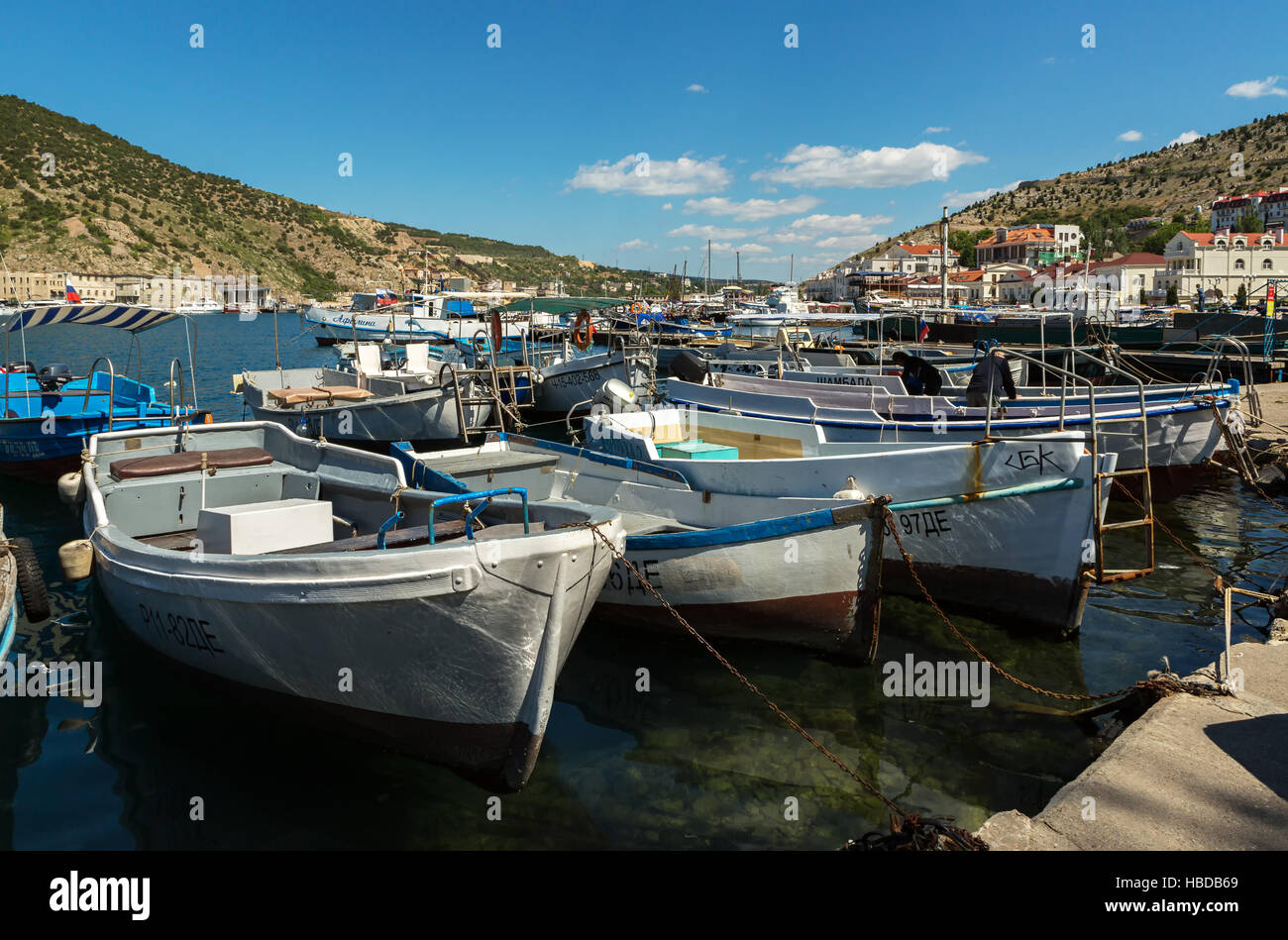 Yachts and boats in the Balaclava Bay Stock Photo - Alamy