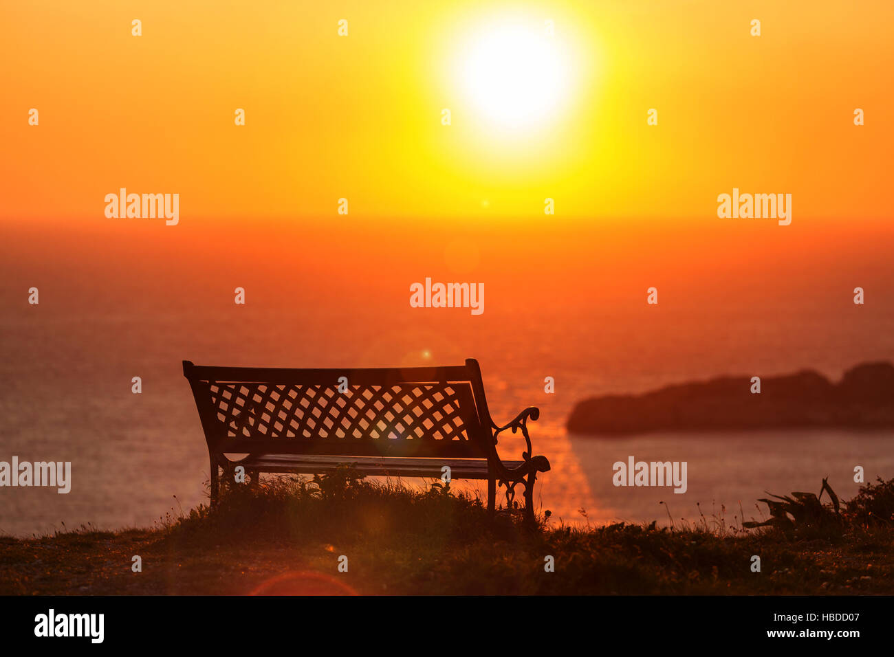 Bench on beach waves hi-res stock photography and images - Alamy