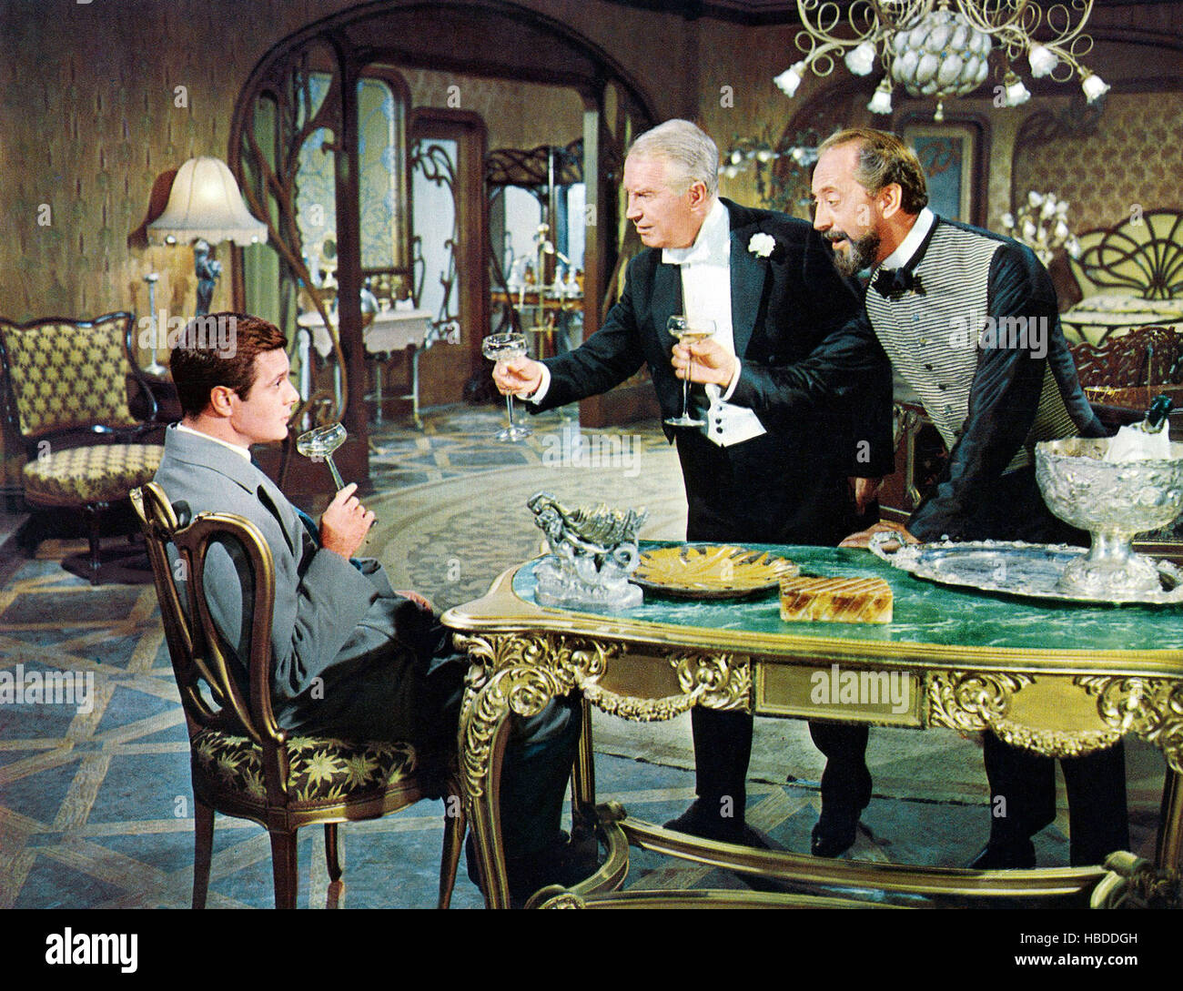 GIGI, from left: Louis Jourdan, Maurice Chevalier, John Abbott, 1958 ...