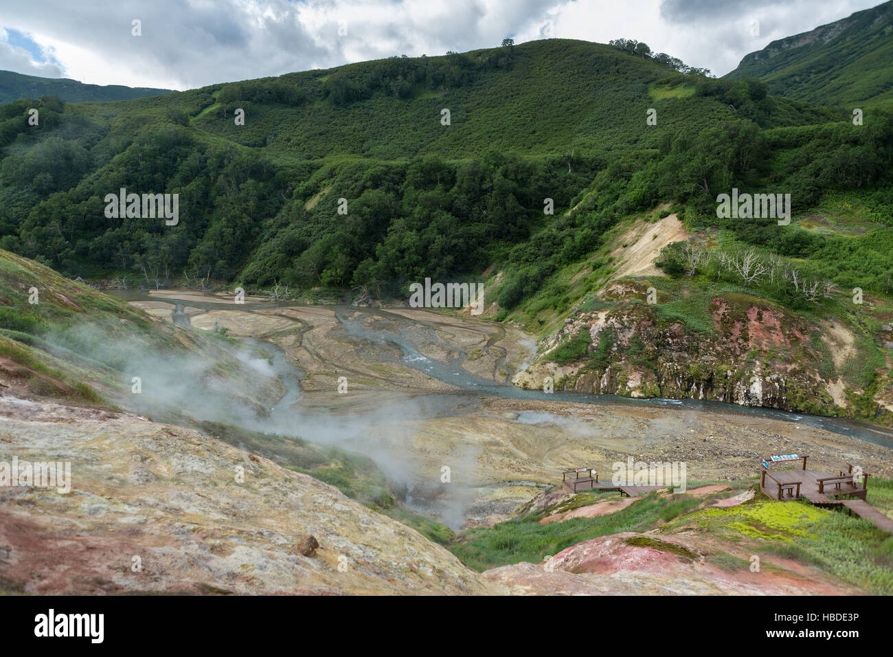 Alluvial plain at drying Geysernoye Lake in Valley of Geysers Stock ...