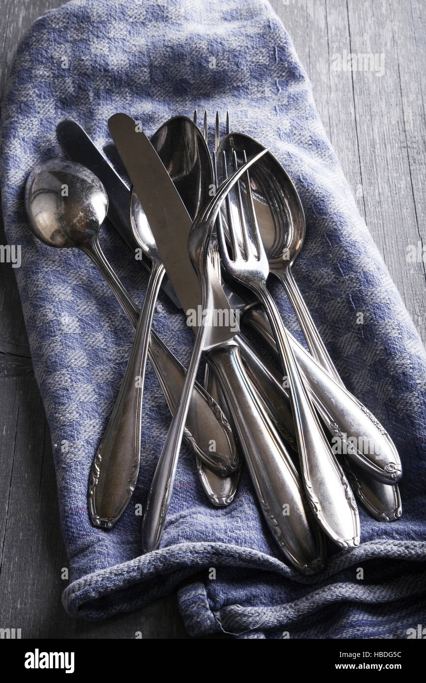 Silver cutlery polishing hi-res stock photography and images - Alamy