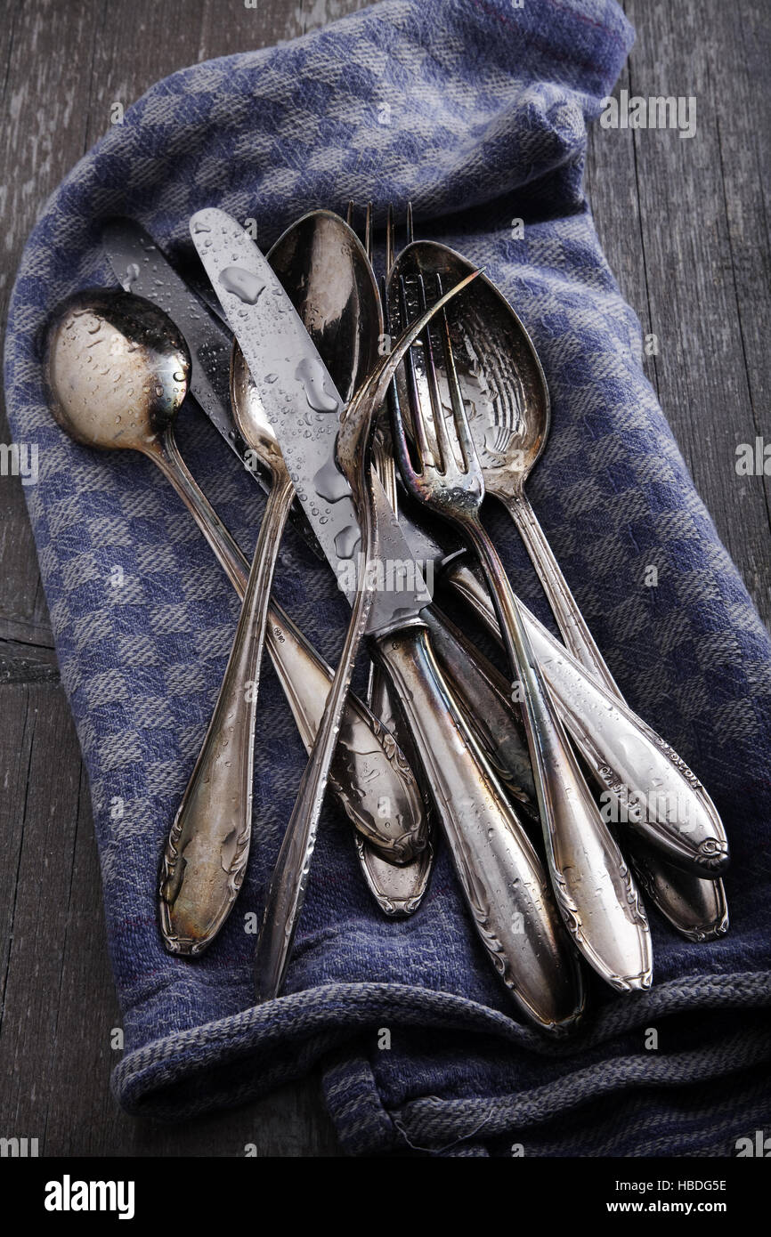Silver cutlery polishing hi-res stock photography and images - Alamy