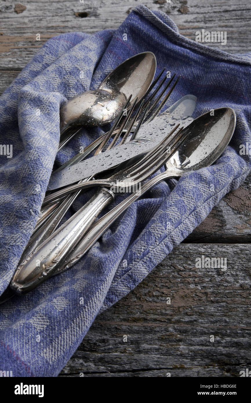 Silver cutlery polishing hi-res stock photography and images - Alamy
