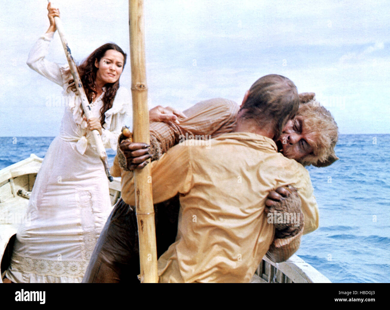 ISLAND OF DR. MOREAU, Barbara Carrera, Michael York (back to camera ...