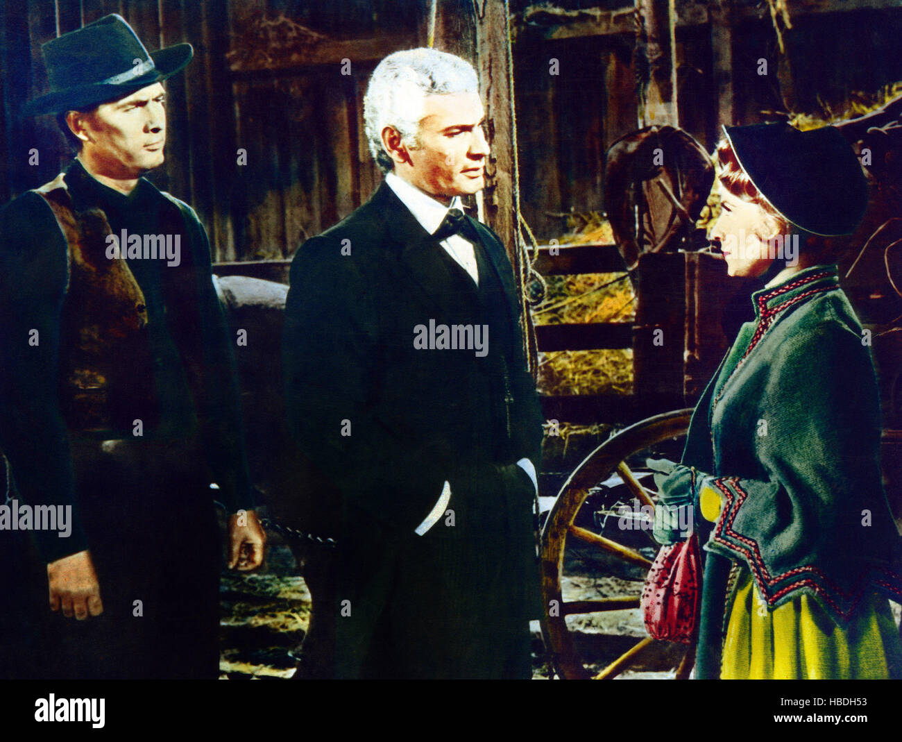 THE JAYHAWKERS, from left: Fess Parker, Jeff Chandler, Barbara Knudson ...