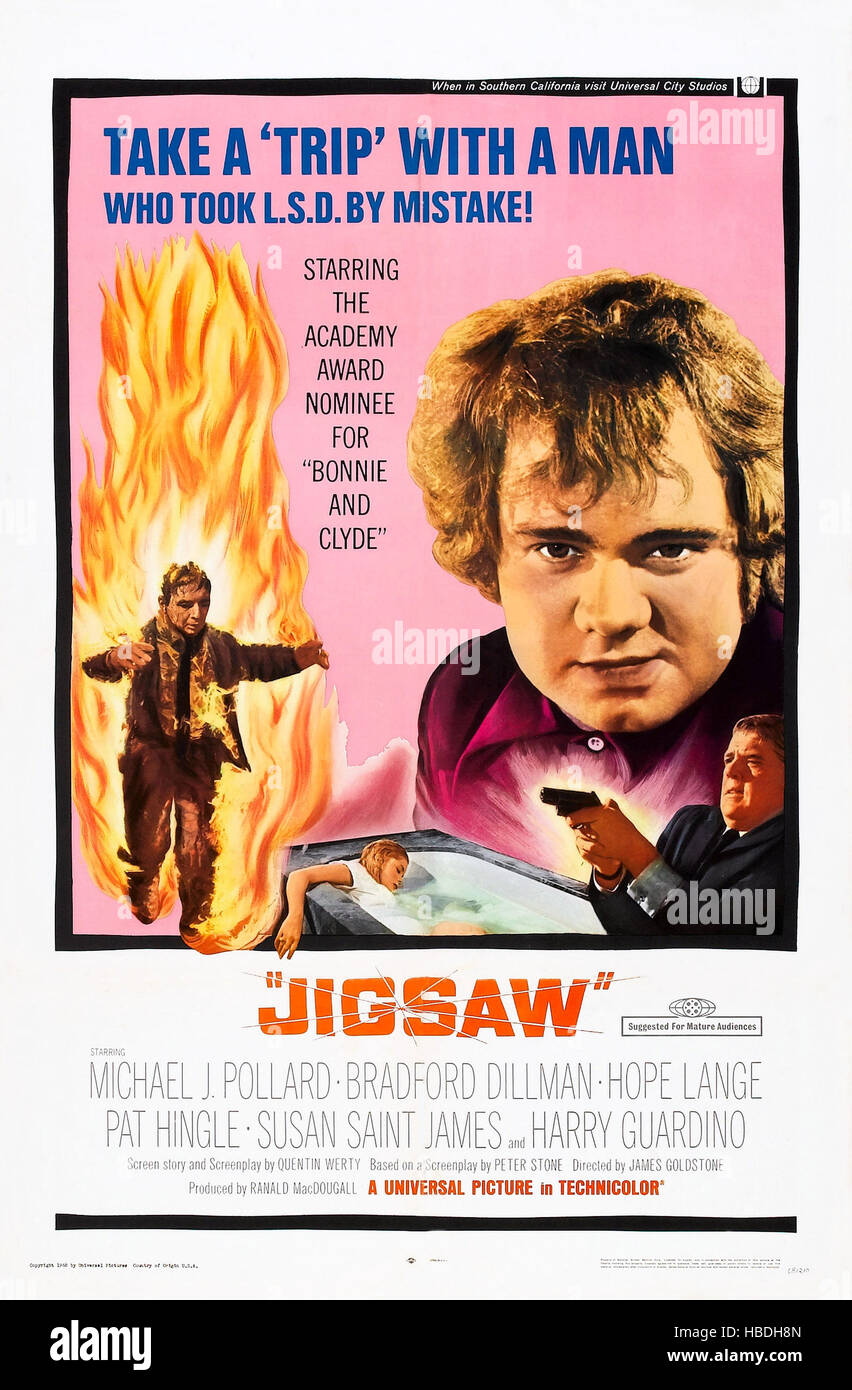JIGSAW, US poster, Suzanne Benton, Michael J. Pollard, Pat Hingle, 1968 ...