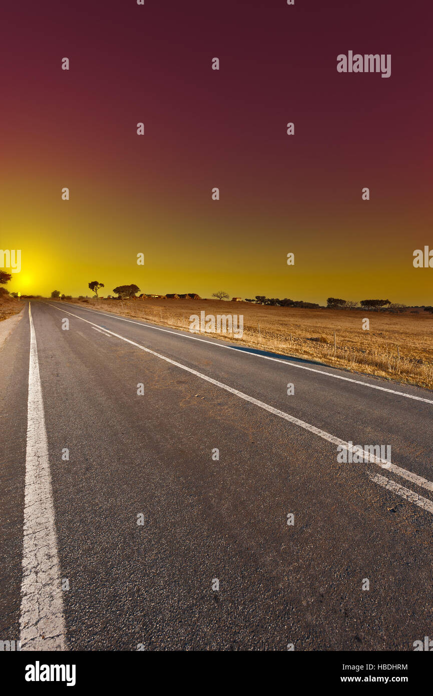 Road at Sunset Stock Photo - Alamy