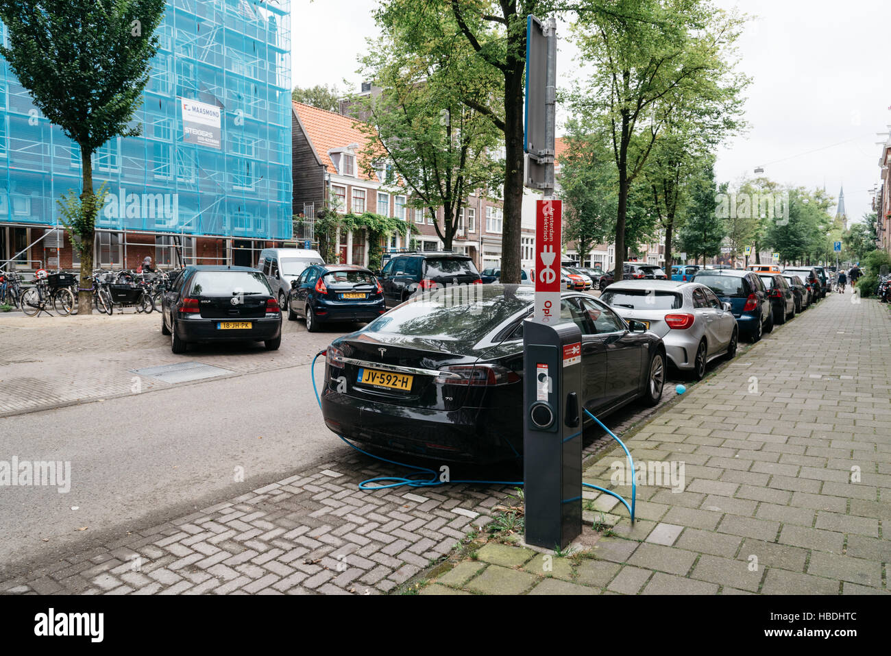 Amsterdam, Netherlands - August 2, 2016: Charge point for electric ...