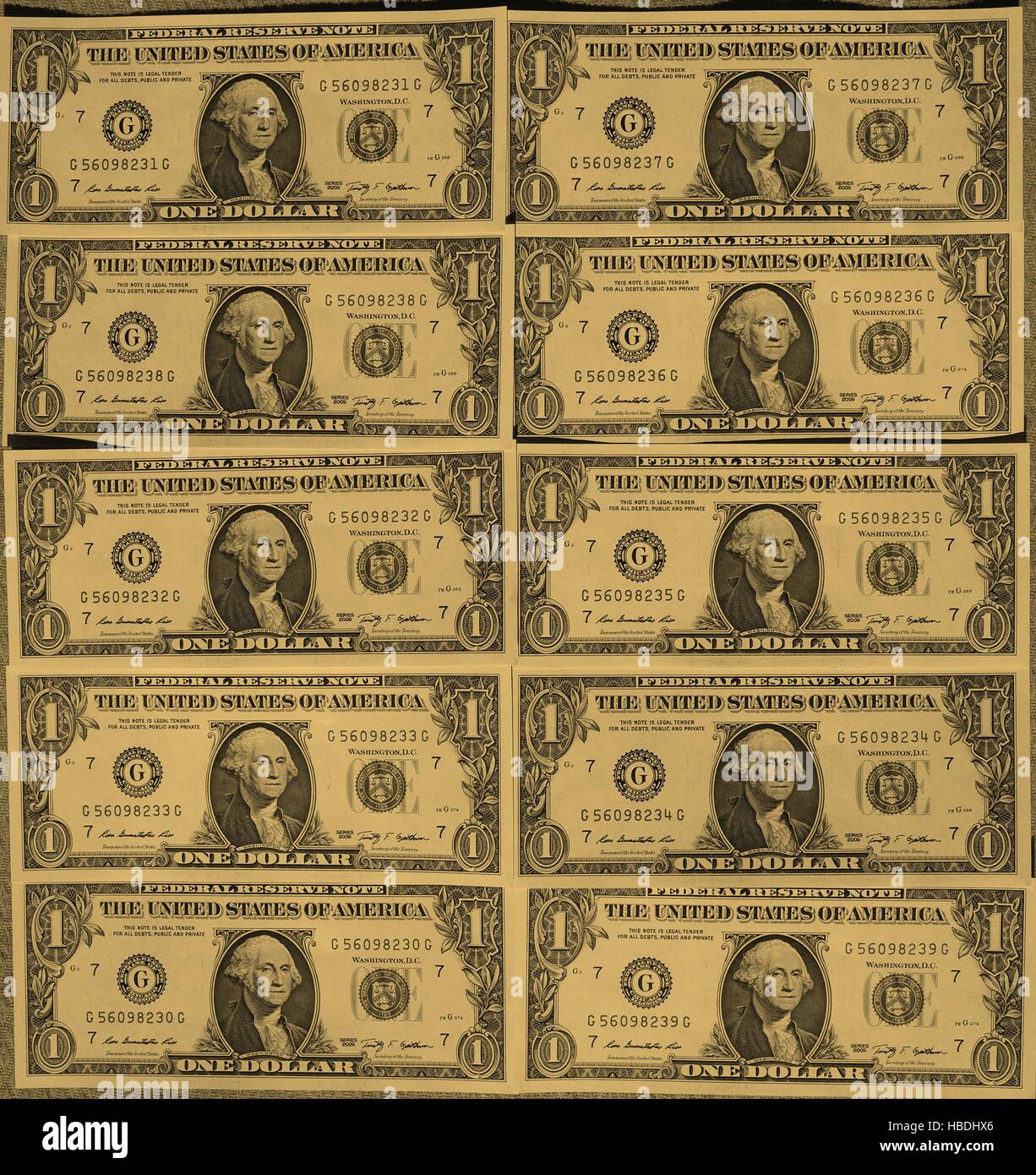 Dollar notes 1 Dollar - vintage Stock Photo - Alamy