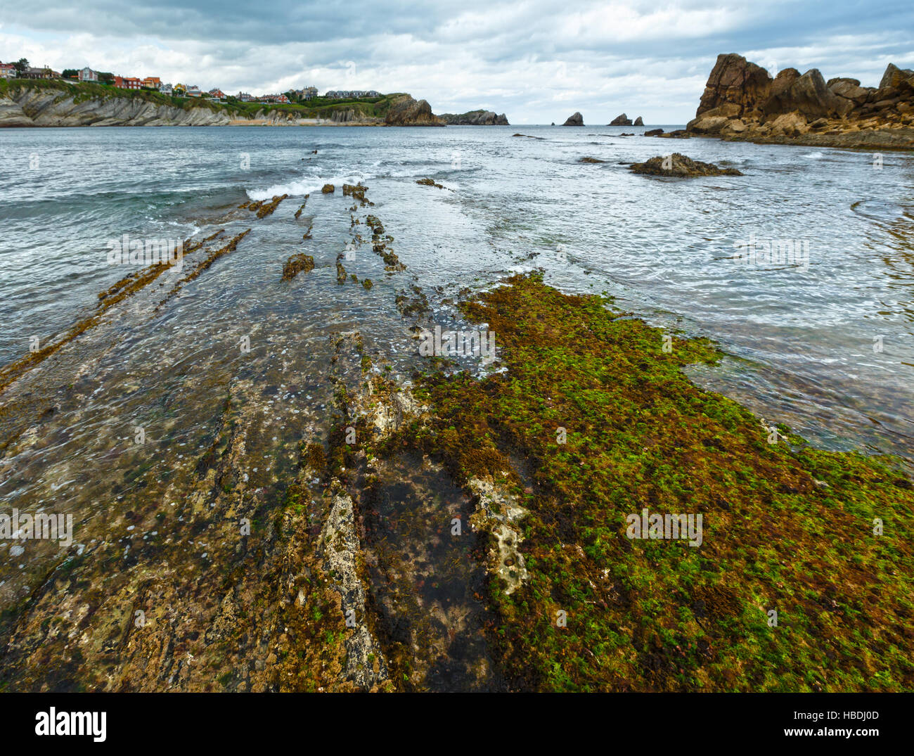 Arnia Beach coastline landscape Stock Photo - Alamy