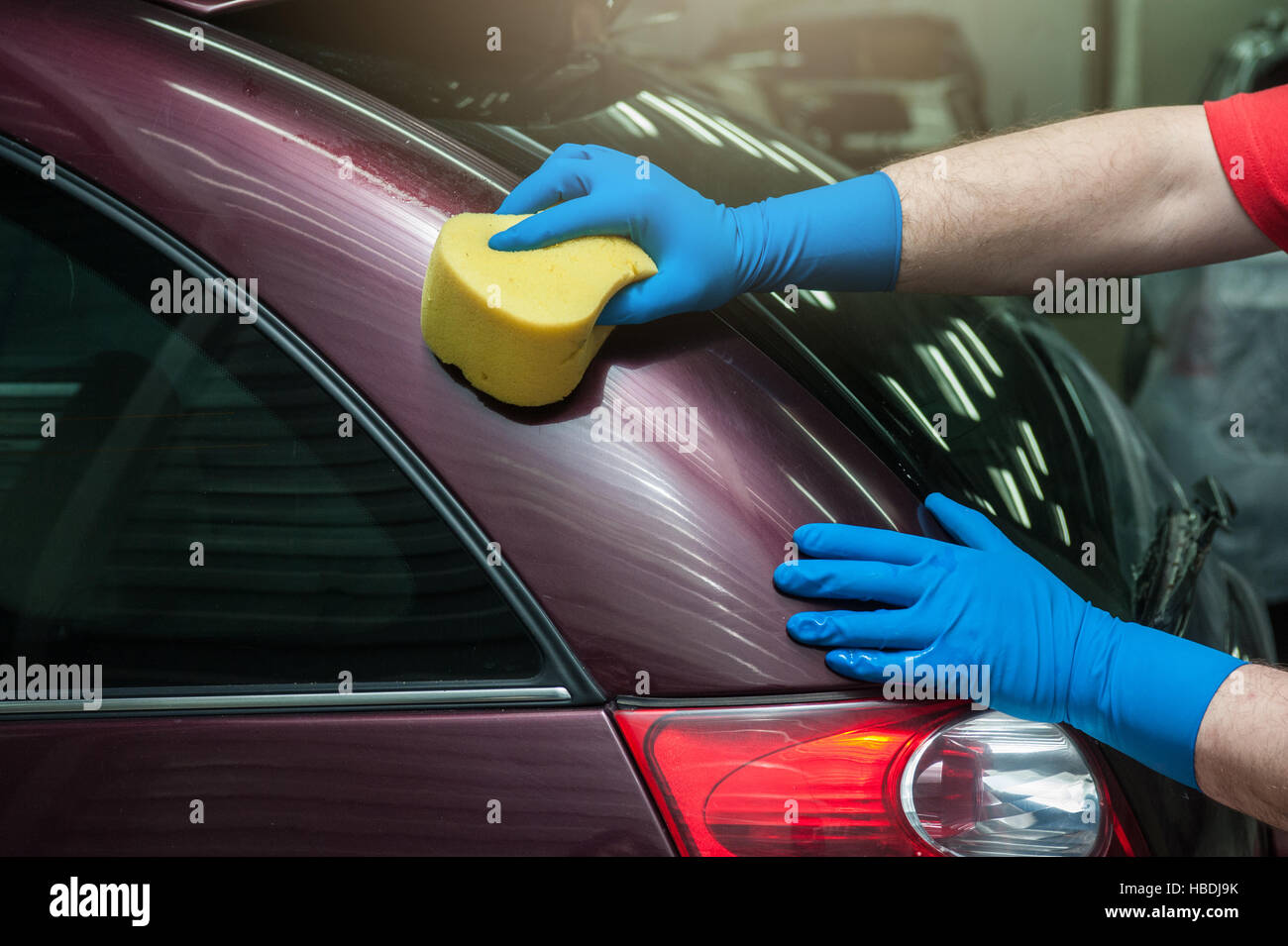 washing car with sponge Stock Photo - Alamy
