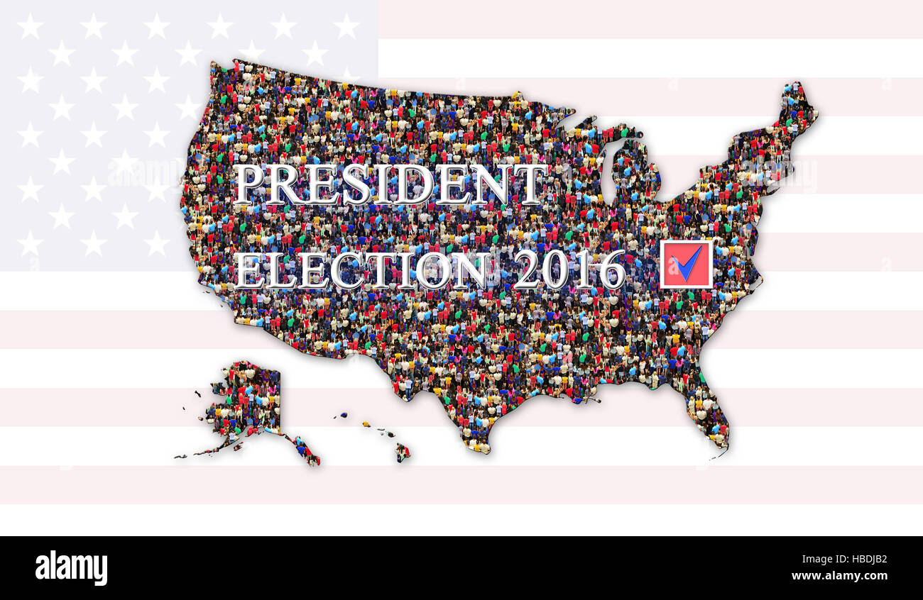 Message About Presidential Election 2016 With Map Of Usa And Flag Stock