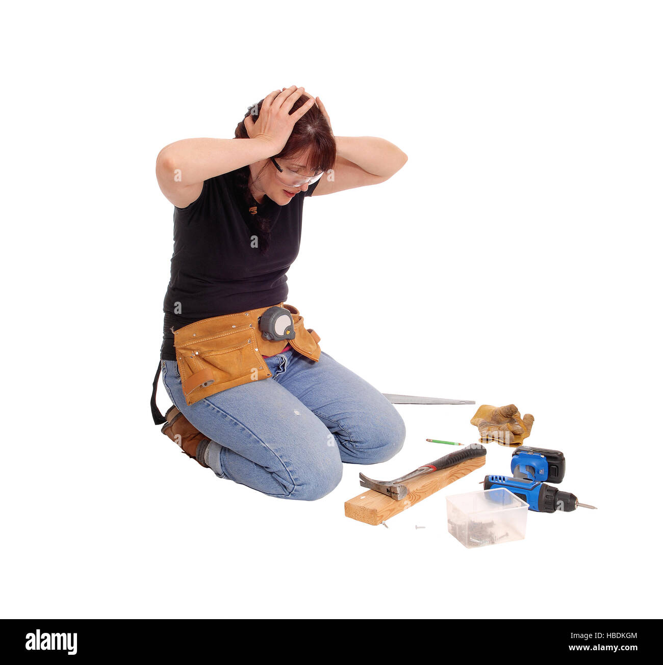 Confused female construction hi-res stock photography and images - Alamy