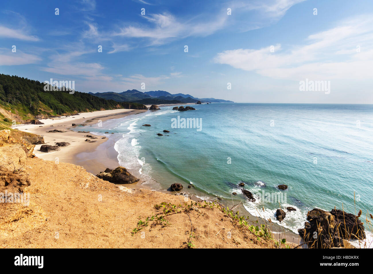 Oregon pacific northwest ecola beach oregon beach rocky hi-res stock ...