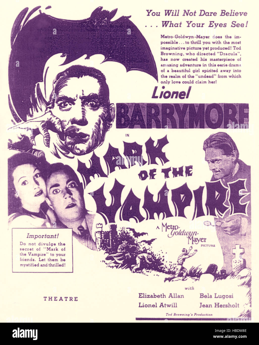 MARK OF THE VAMPIRE, Elizabeth Allan, Henry Wadsworth, Bela Lugosi ...