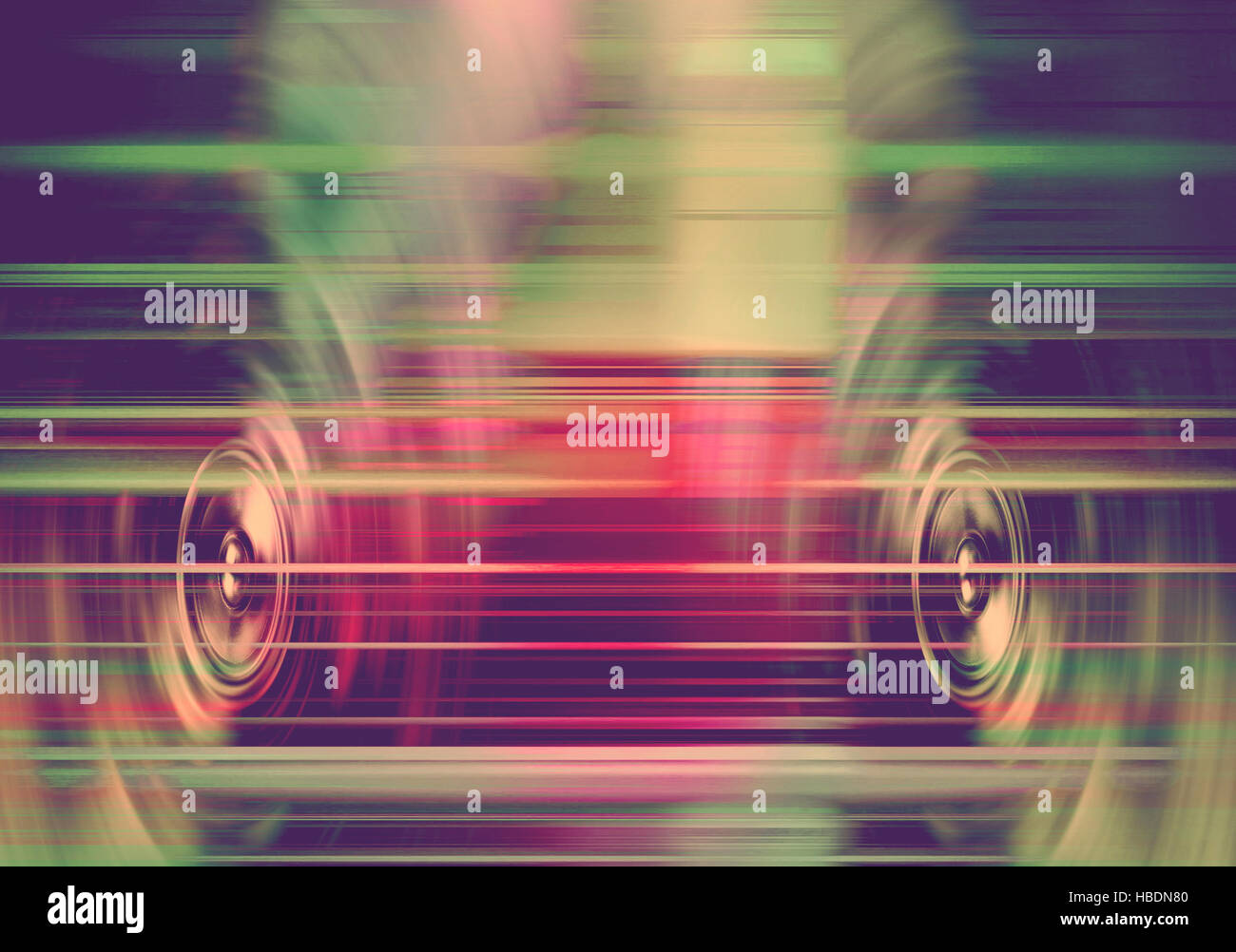 Retro music speakers with light streaks Stock Photo - Alamy