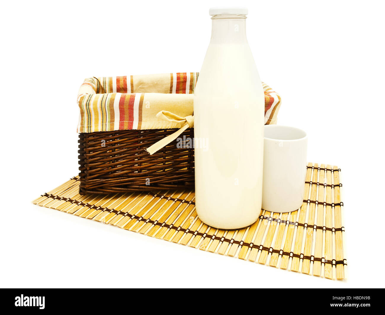 Basket And Milk Stock Photo - Alamy