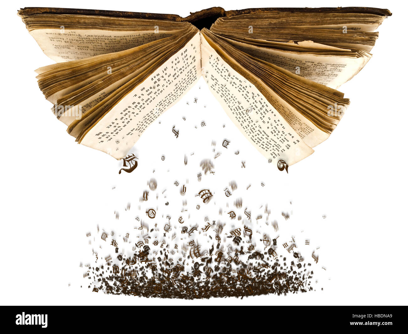 Book words falling out hi-res stock photography and images - Alamy