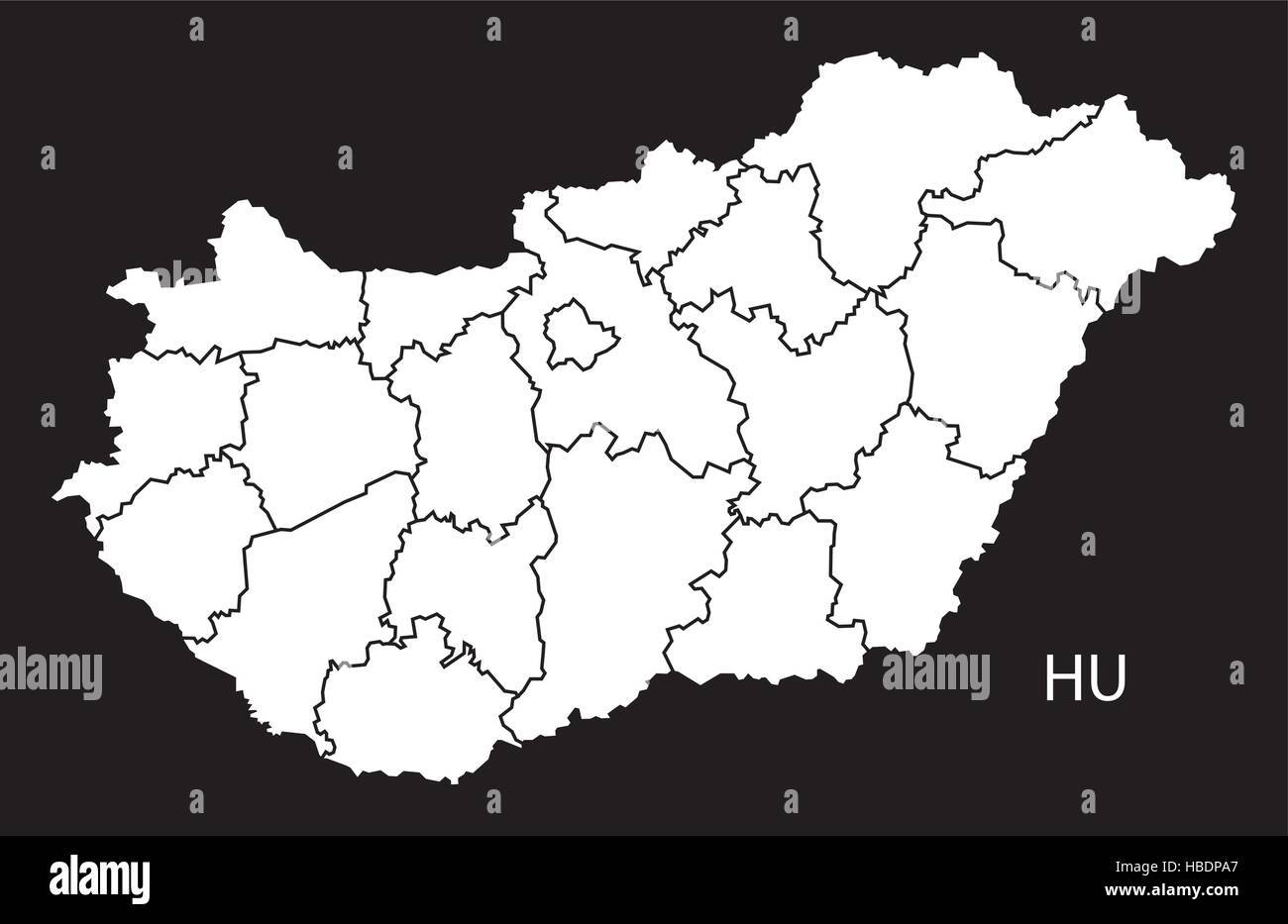 Hungary counties Map black white Stock Vector Image & Art - Alamy