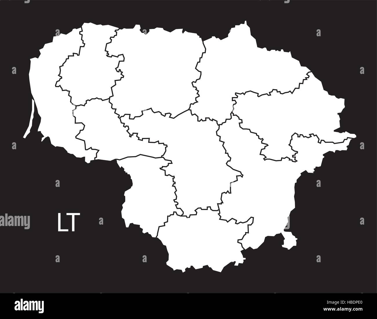 Lithuania counties Map black white Stock Vector Image & Art - Alamy