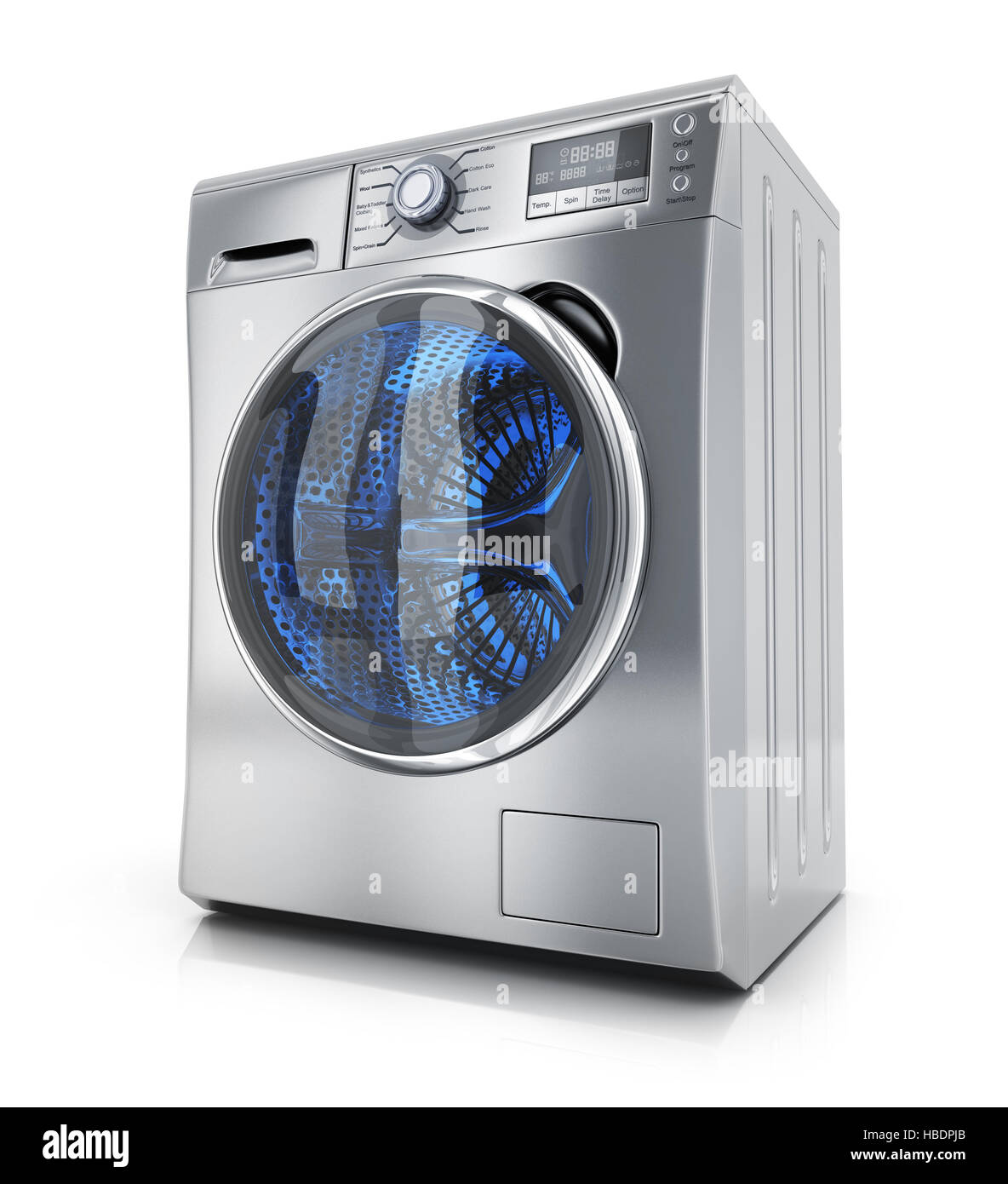 Modern clothes washer on white background. 3d illustration Stock Photo ...