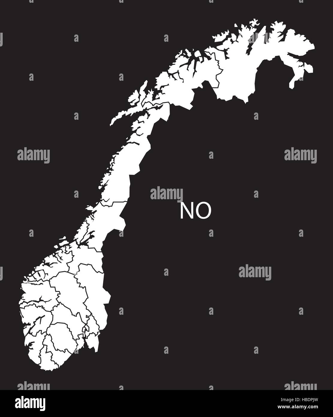 Norway counties Map black white Stock Vector Image & Art - Alamy