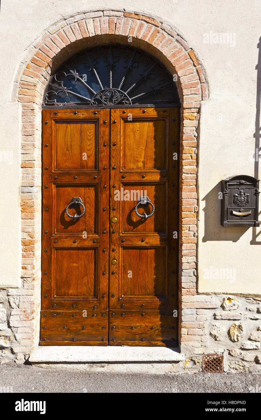 Door with Post Box Stock Photo - Alamy