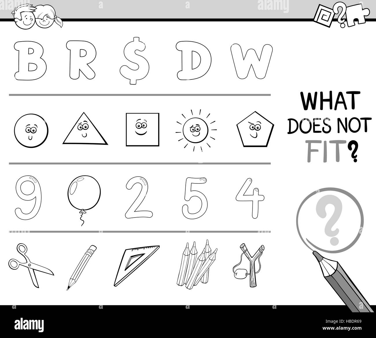 wrong item activity for coloring Stock Photo - Alamy