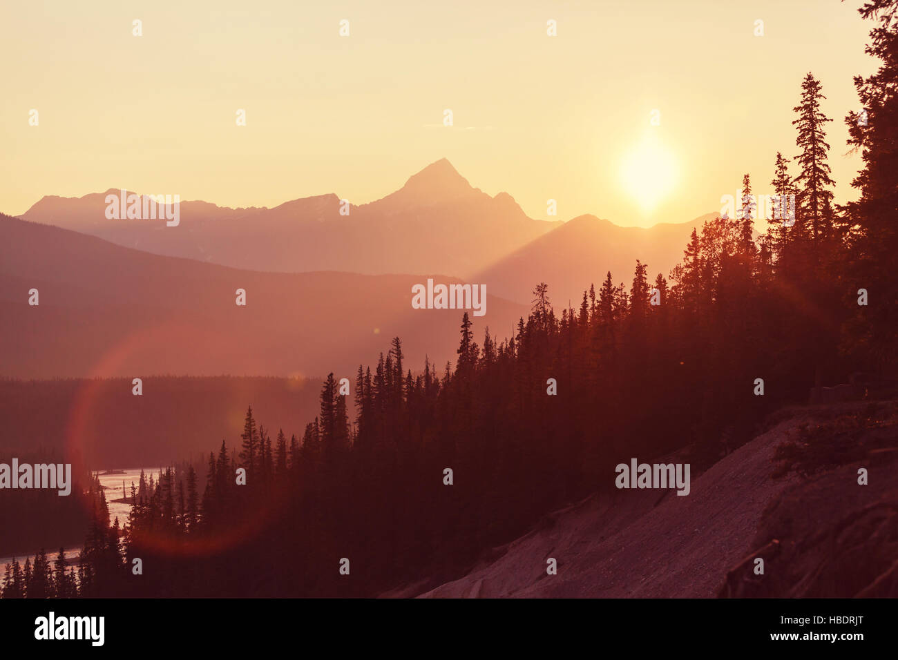 Mountains in sunset Stock Photo - Alamy