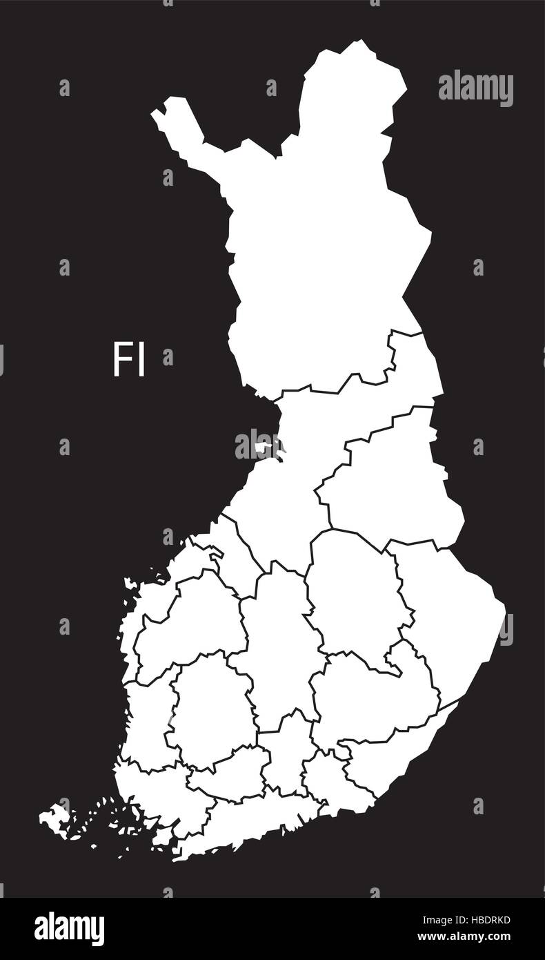Finland regions Map black white Stock Vector Image & Art - Alamy
