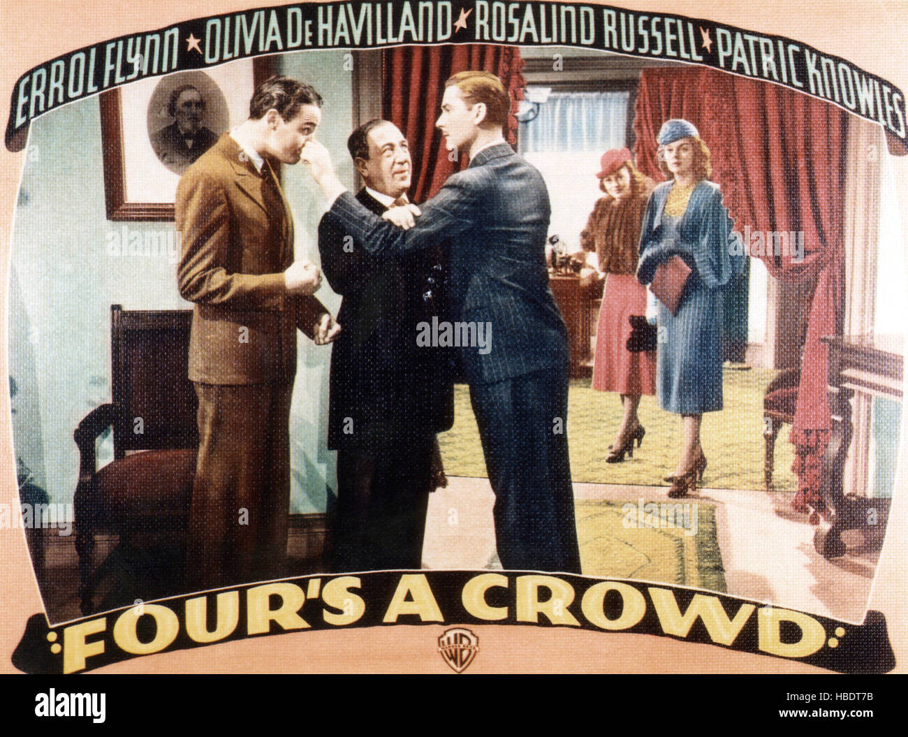 FOUR'S A CROWD, from left; Patric Knowles, Hugh Herbert, Errol Flynn ...
