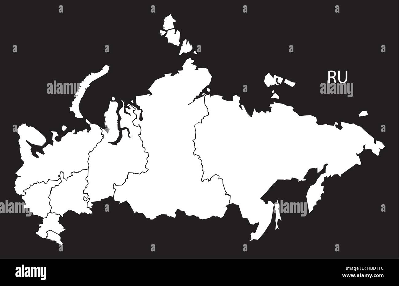 Russia districts Map black white Stock Vector Image & Art - Alamy