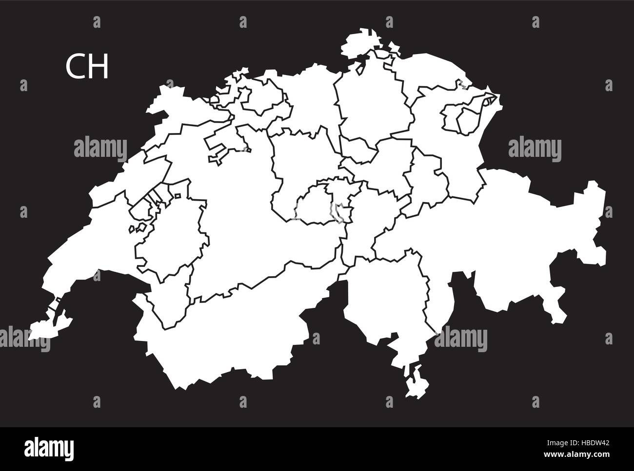 Switzerland with federal states Map black white Stock Vector Image ...