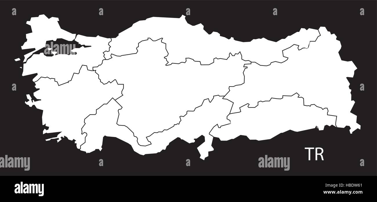 Turkey Map with regions black white Stock Vector Image & Art - Alamy