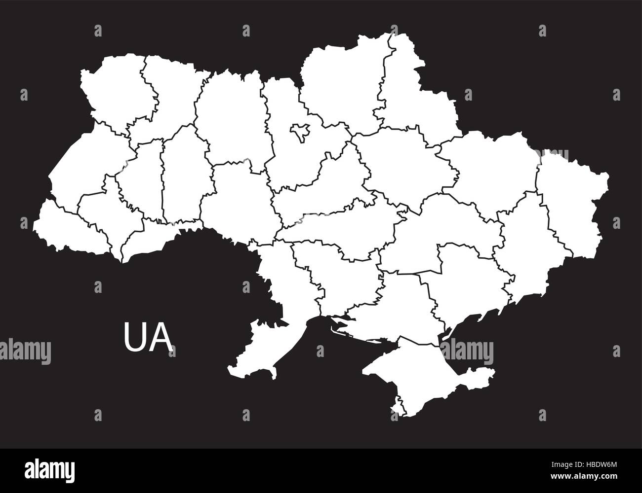 Ukraine with regions Map black white Stock Vector Image & Art - Alamy