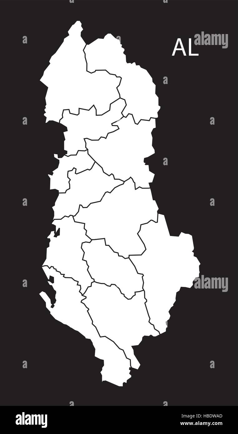 Albania regions Map black white Stock Vector Image & Art - Alamy