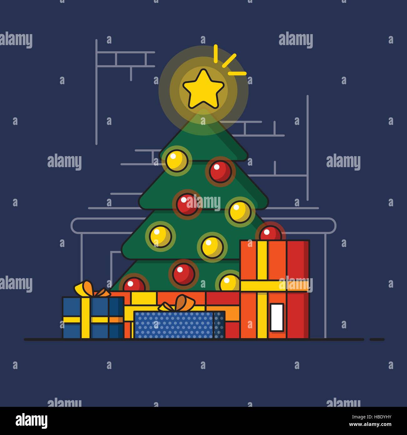 Christmas tree home Stock Vector Images - Alamy