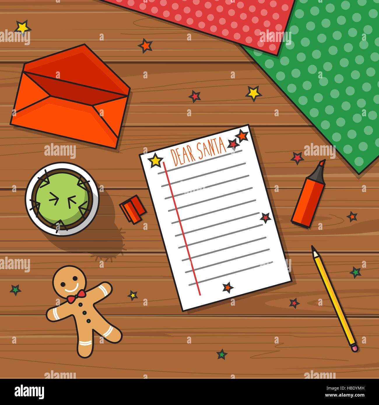 Kid writing a letter to Santa for Christmas. Flat design vector ...