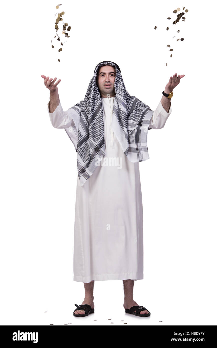 Arab throwing coins isolated on white Stock Photo - Alamy
