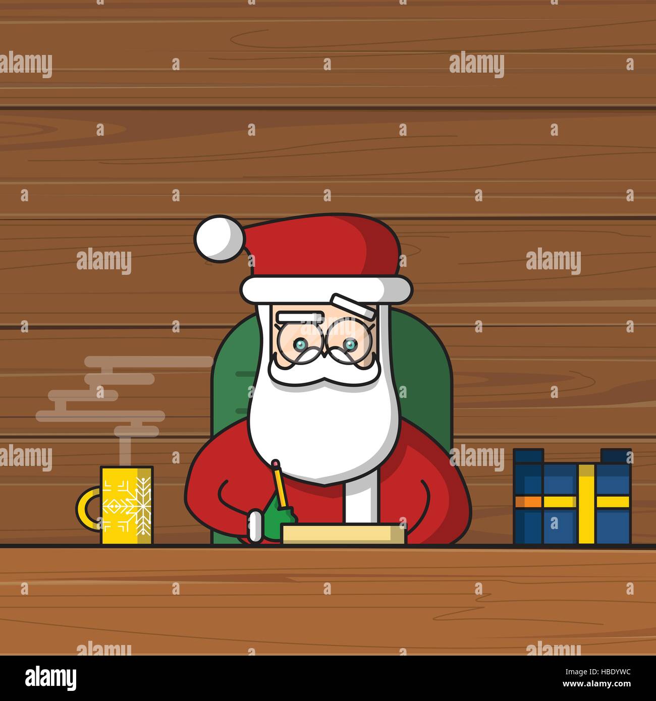 Santa reading a letter Stock Vector Images - Alamy