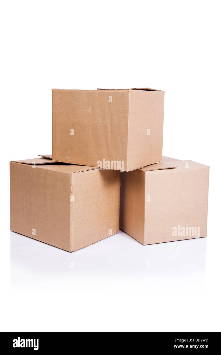 Set of boxes isolated on white Stock Photo - Alamy
