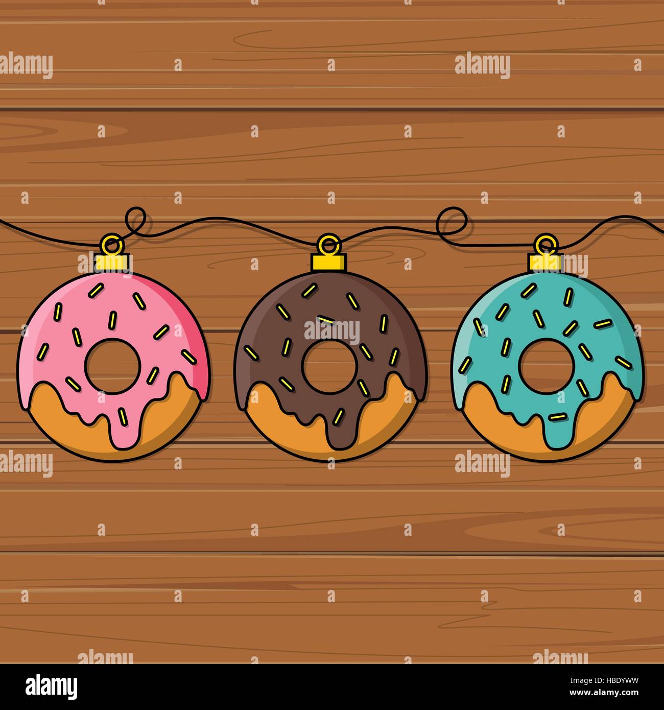 Donut decoration for Christmas tree. Flat design vector illustration ...