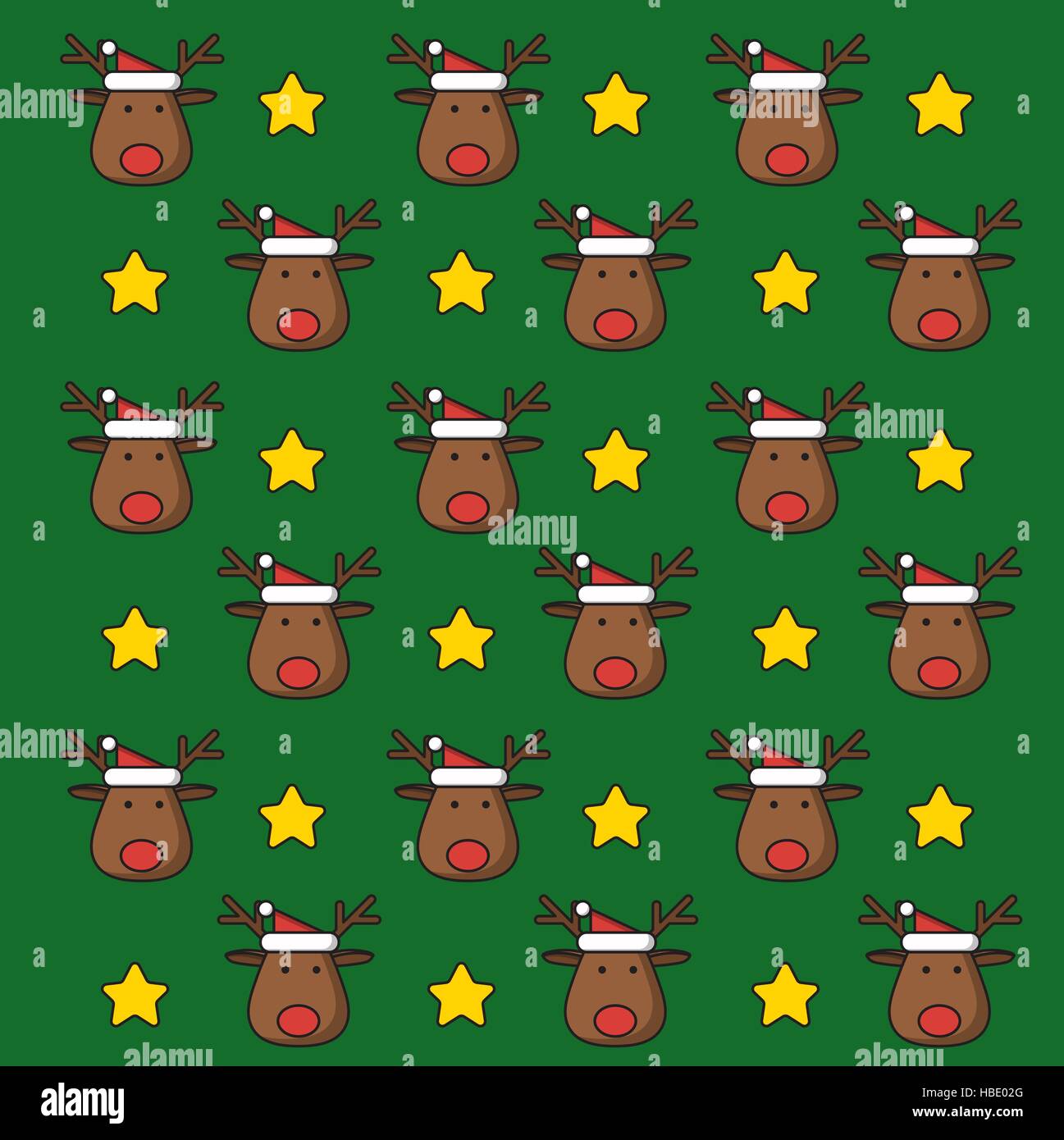 Reindeer with stars Christmas gift pattern. Flat design vector ...