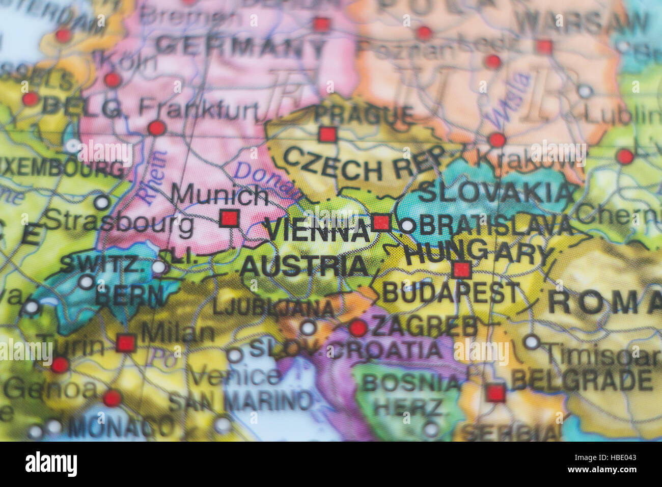 Beautiful photo of a map of Austria and the capital Vienna Stock Photo ...