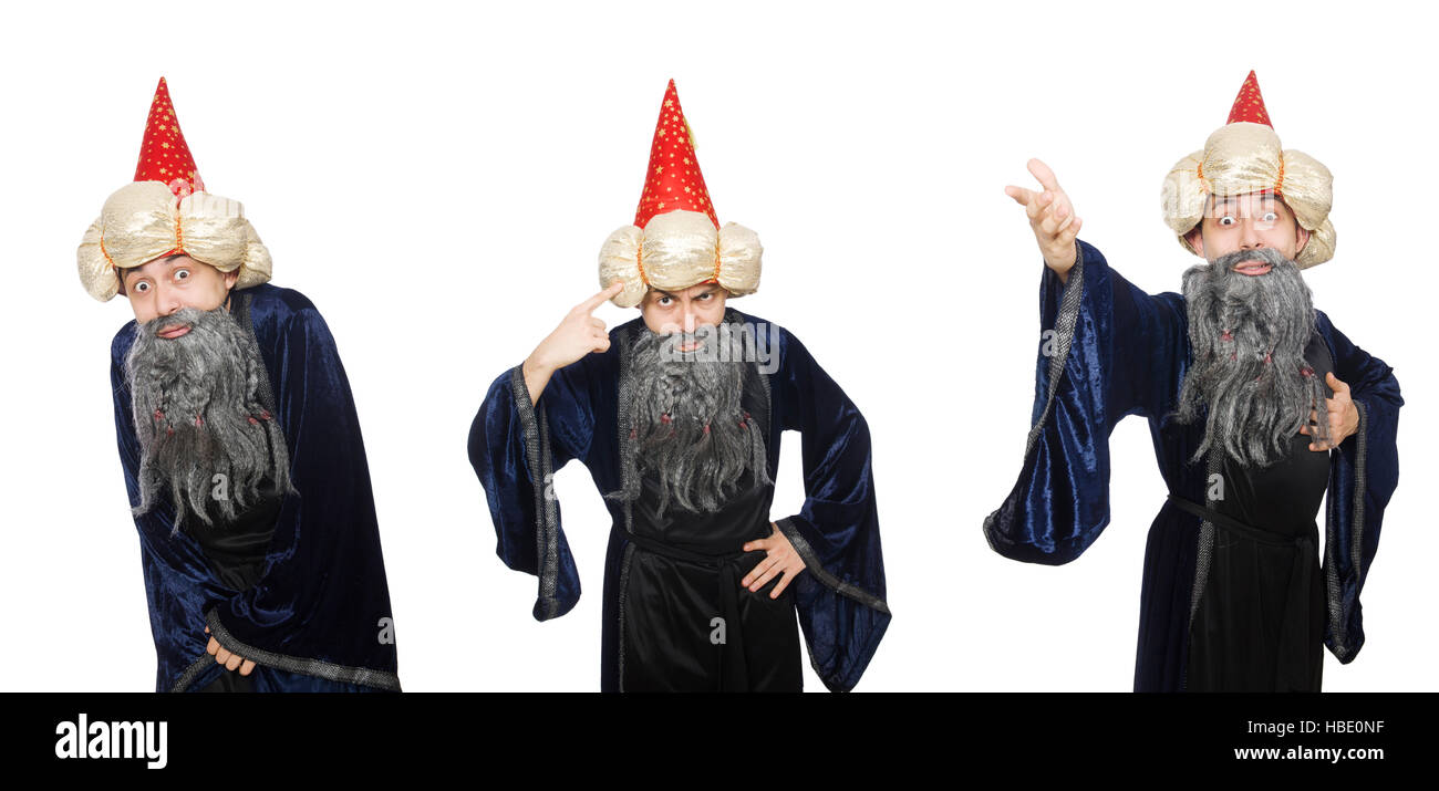 Funny wise wizard isolated on the white Stock Photo - Alamy