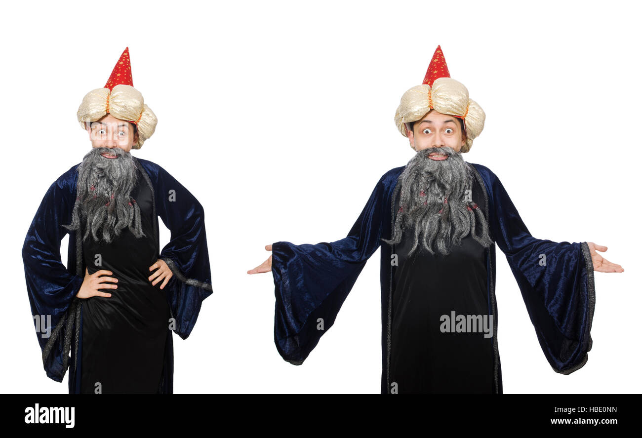 Funny wise wizard isolated on the white Stock Photo - Alamy