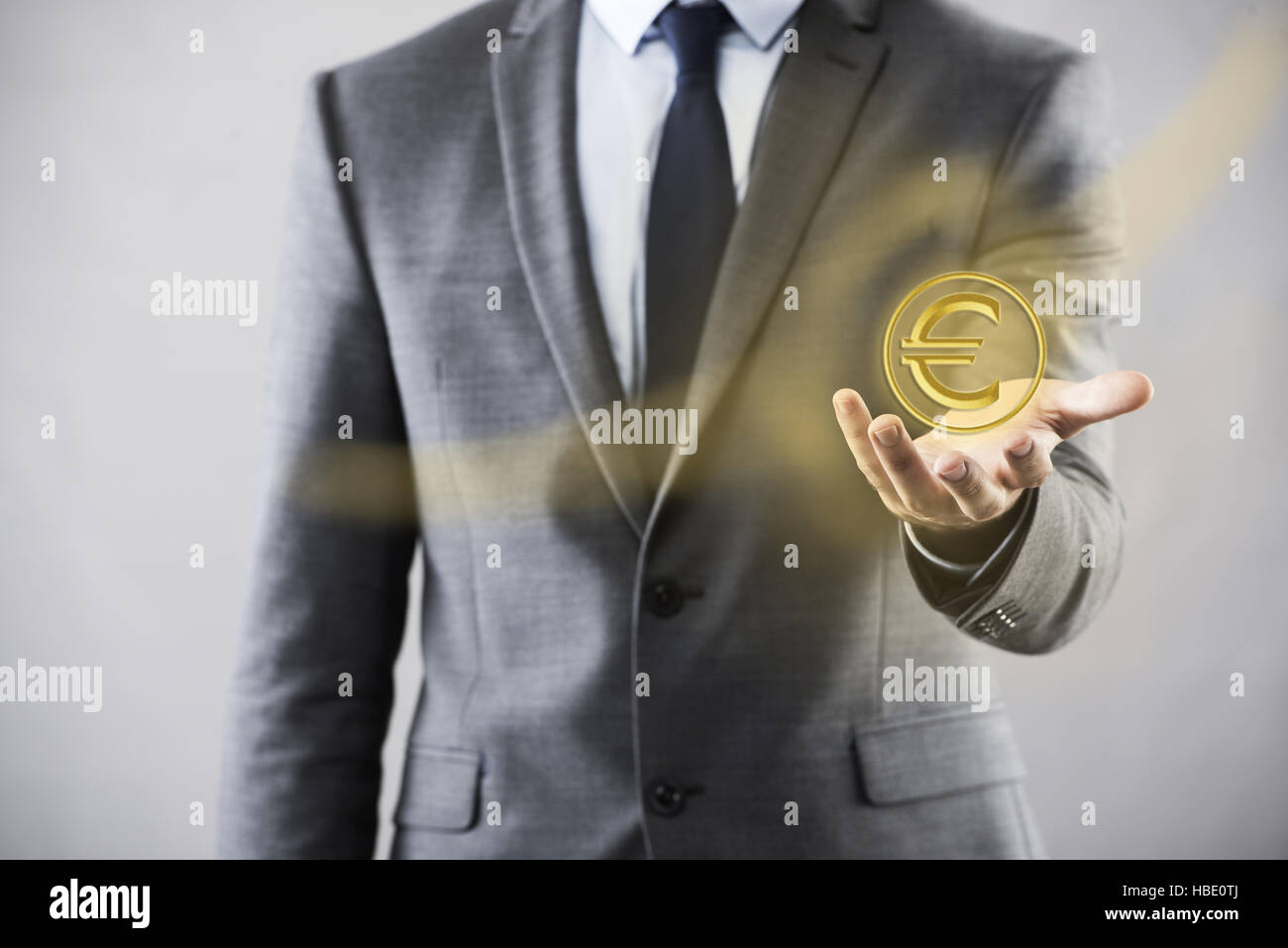 Man pressing buttons with euro currency Stock Photo - Alamy