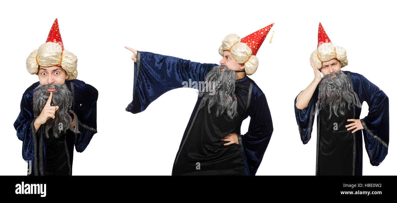 Funny wise wizard isolated on the white Stock Photo - Alamy