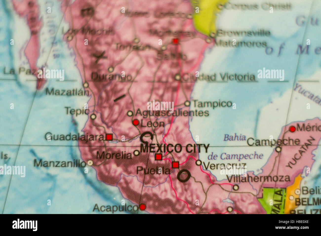 Beautiful photo of a map of Mexico and the capital Mexico city Stock ...