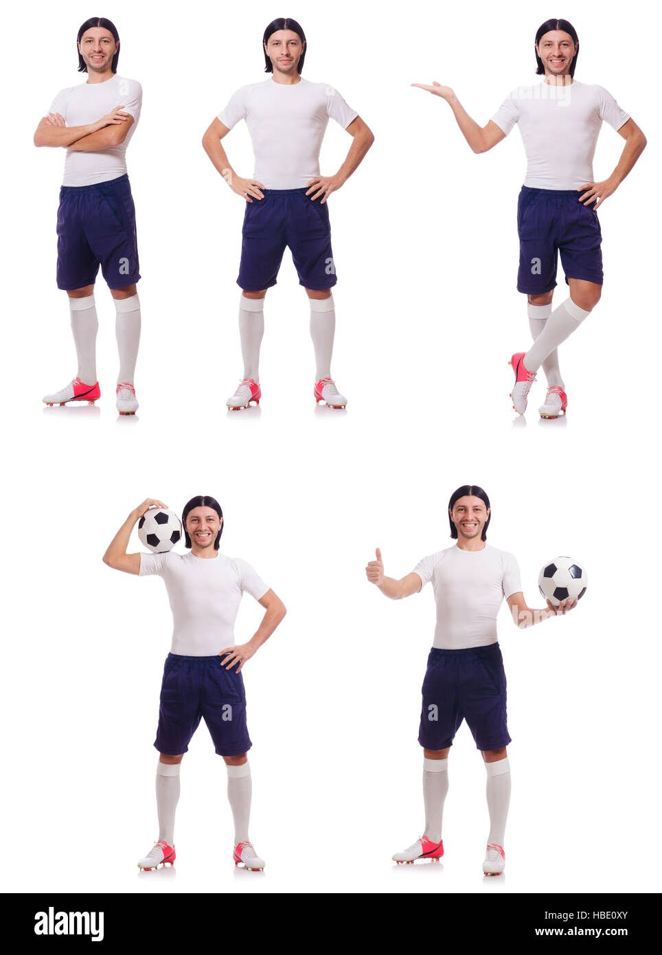 Young male football player isolated on white Stock Photo - Alamy